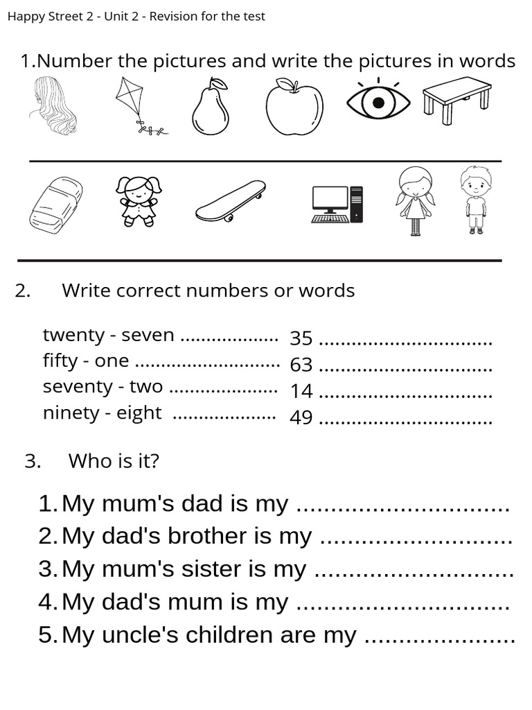 Happy Street 2 Unit 2 Revision For The Test | PDF