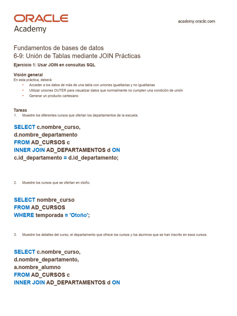 6 9 PRACTICA Esp | PDF | SQL | Software de gestión de datos