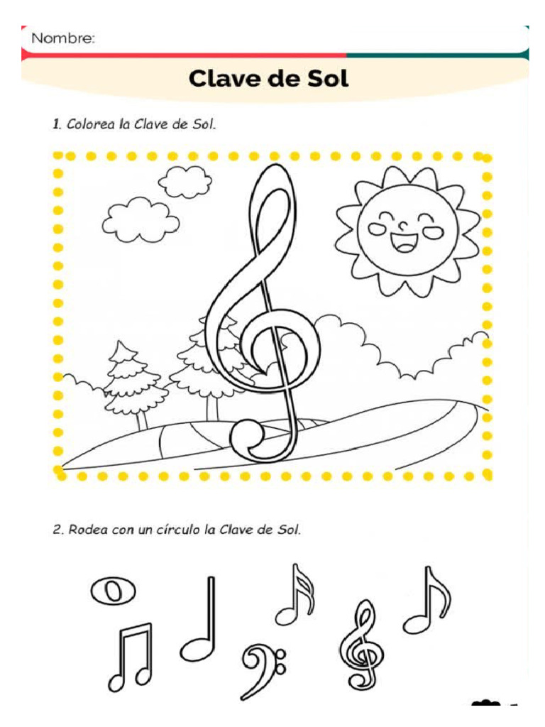 Colorea Notas Musicales de Preescolar A | PDF