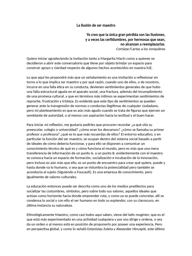 La Ilusión de Ser Maestro | PDF | Experiencia | Platón