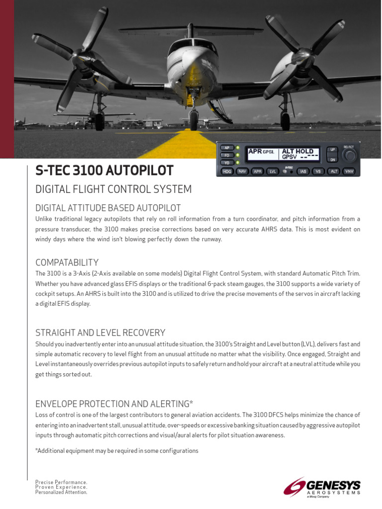S TEC - 3100 Autopilot - Brochure 1 | PDF | Aviation | Transport Safety
