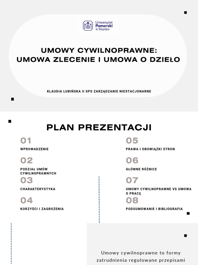 Umowy Cywilnoprawne Umowa Zlecenie i Umowa o Dzieło.pdf | PDF
