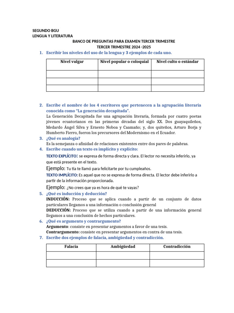 Cuestionario C-R Tercer TR. SEGUNDO BGU | PDF