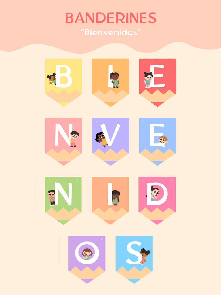 Banderines Bienvenidos Colores Alegre Colorido Azul y Rosa - 20250111 ...