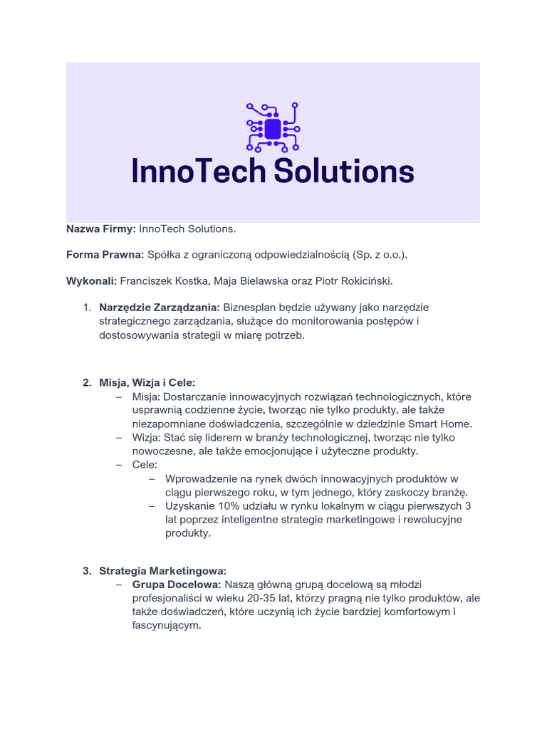 InnoTech Solutions Bizesplan | PDF