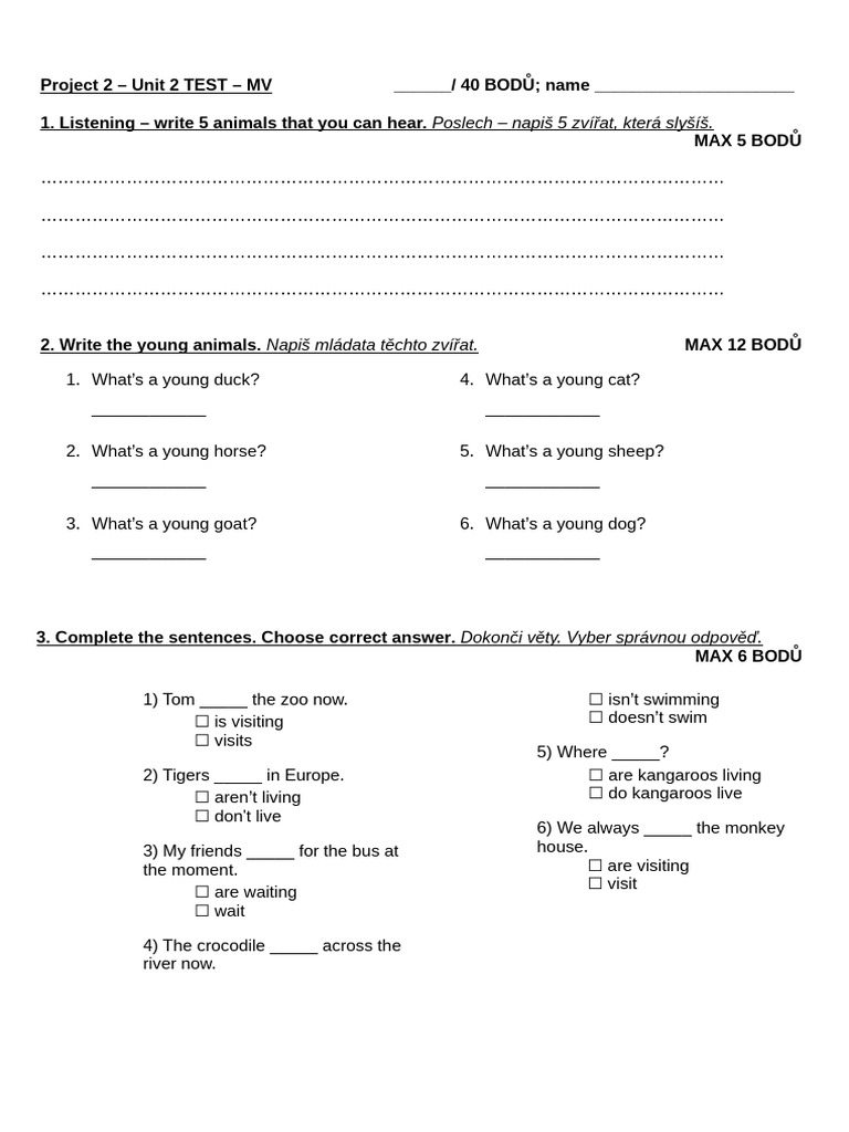 Project 2 Unit 2 Test Overview | PDF