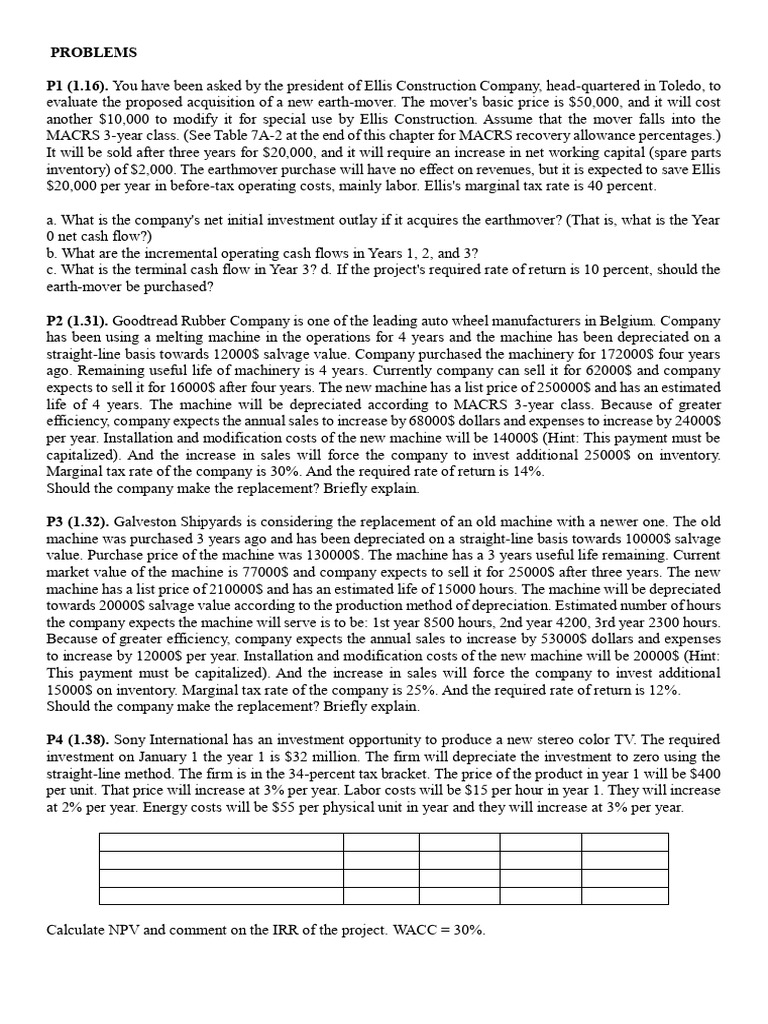 PROBLEMS (Homework) | PDF | Internal Rate Of Return | Net Present Value
