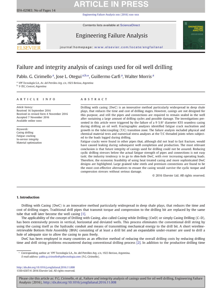 Failure and Integrity Analysis of Casing | PDF | Fracture | Fatigue ...