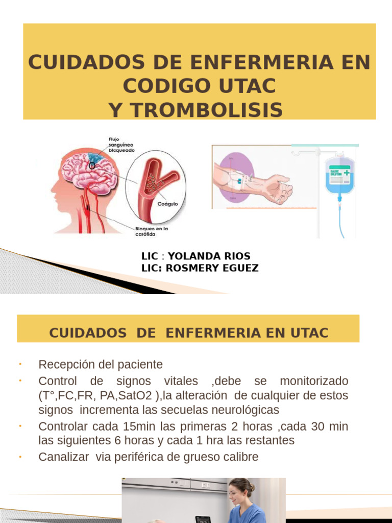 Cuidados de Enfermería en UTAC y Trombolisis | PDF | Medicina CLINICA | Especialidades Medicas