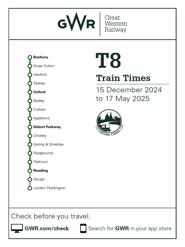 GWR T8 Timetable: Dec 2024 - May 2025 | PDF | Land Transport ...