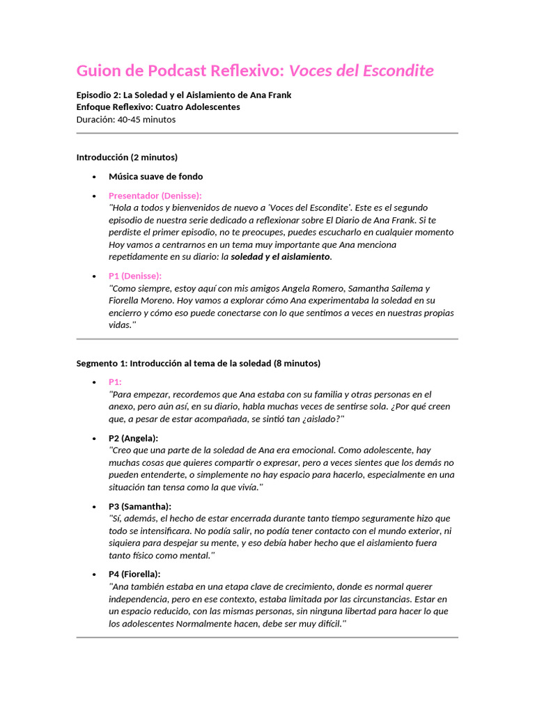 Guión de Podcast Reflexivo, Cap 2 | PDF | Soledad