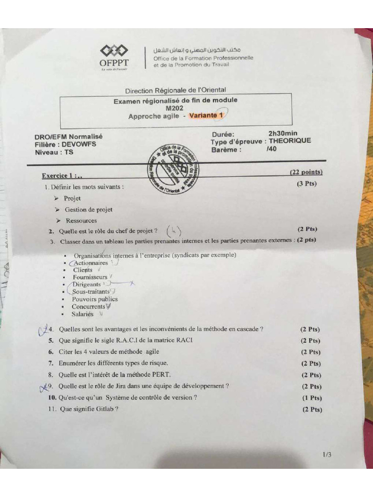 EFMR Oujda Approche Agile 2023 V1 Et V2-Copie | PDF