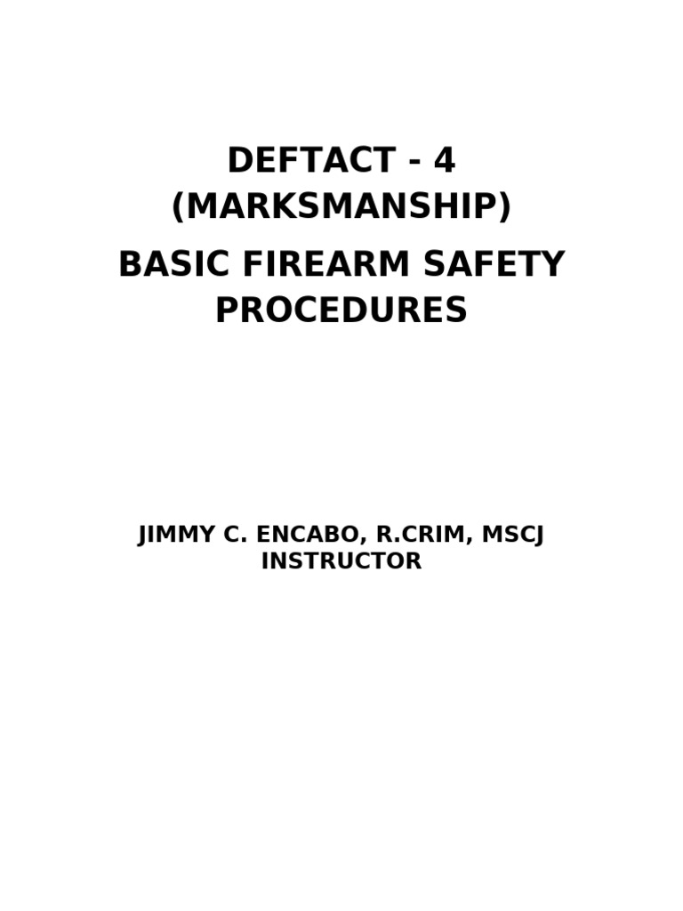 Basic Firearm Safety Procedures Msword | PDF | Firearms | Shooting