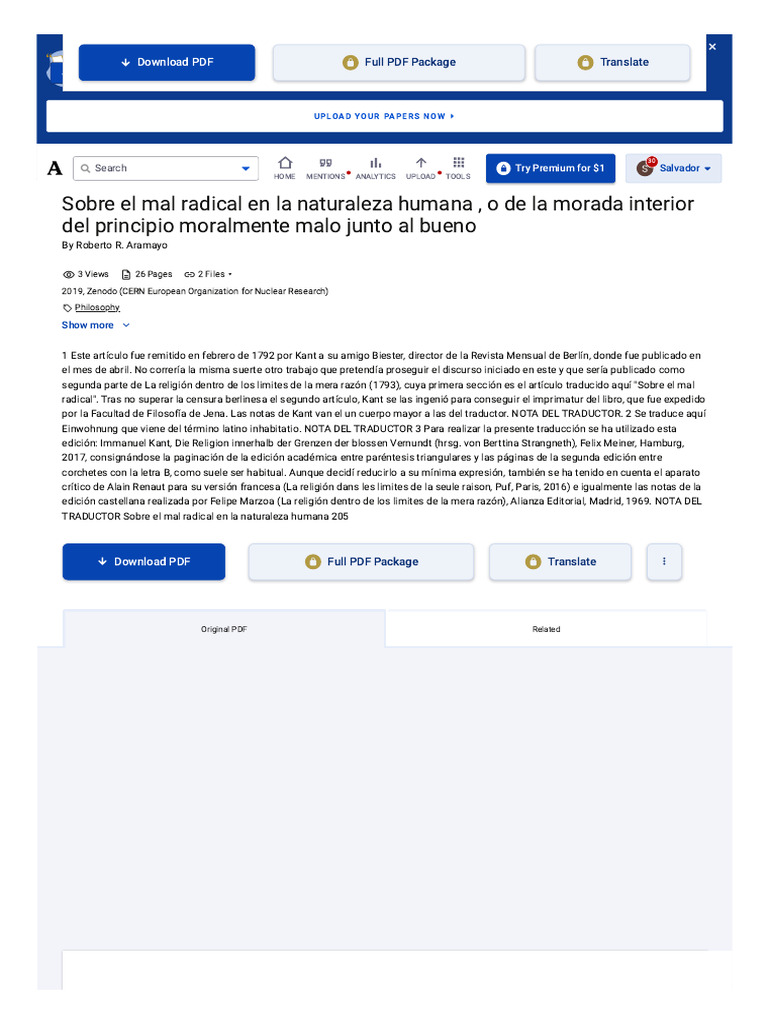 (30) Sobre el mal radical en la naturaleza humana , o de la morada interior del principio ...