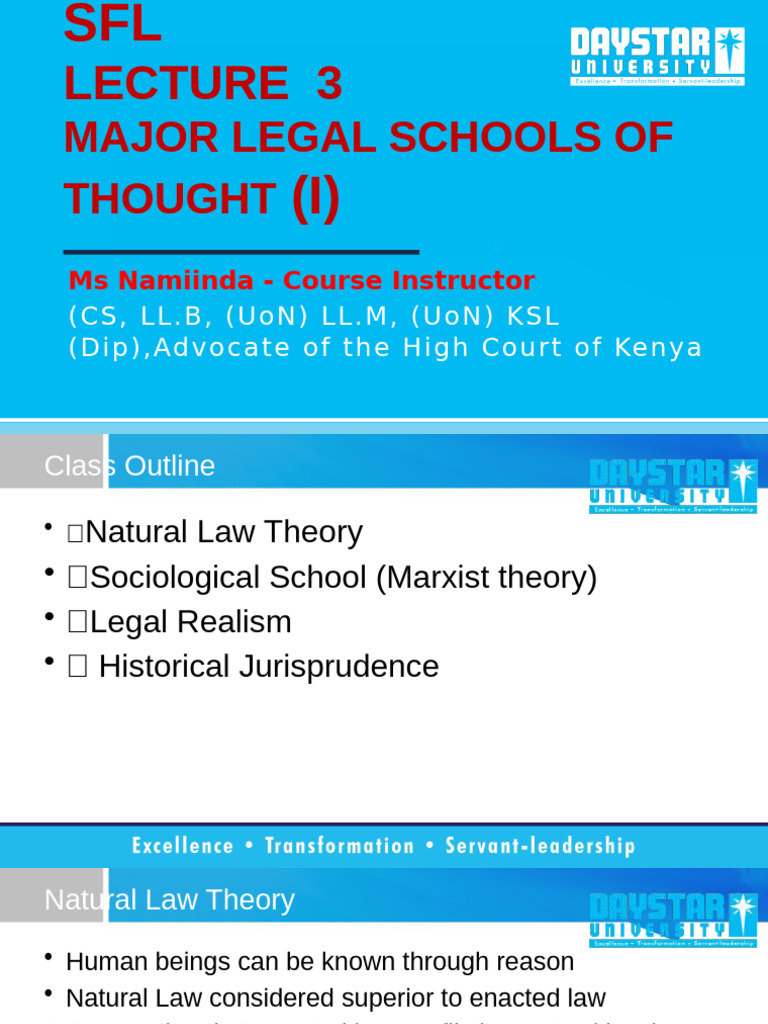 LECTURE 3 SCHOOLS OF THOUGHT I (Final) | PDF | Natural Law | Solidarity