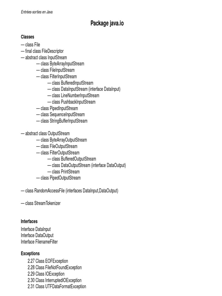 Package Java - Io: Classes | PDF | Java (Programming Language ...