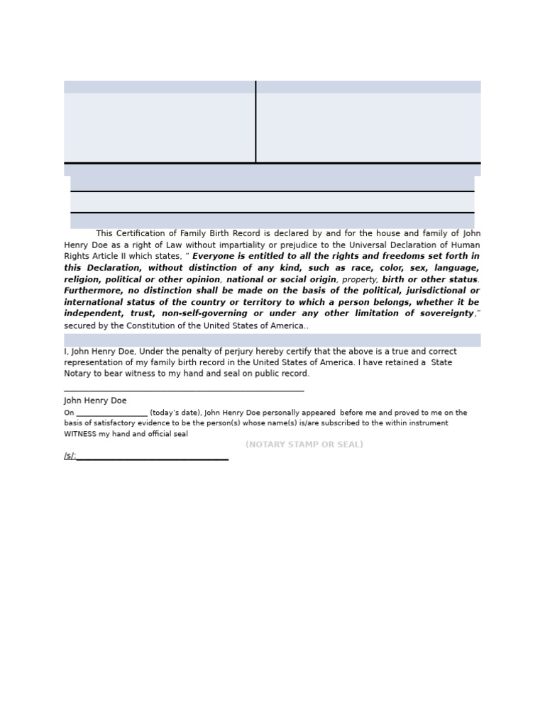 Certification of Family Birth | PDF