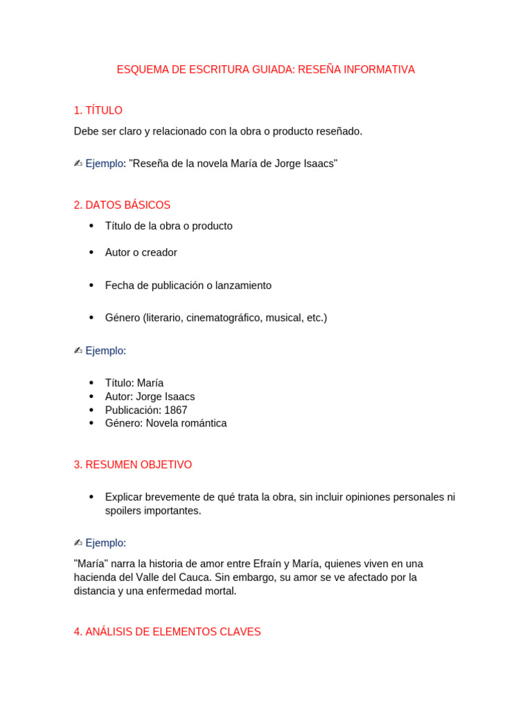 Esquema de Escritura Guiada para Reseña Informativa | PDF