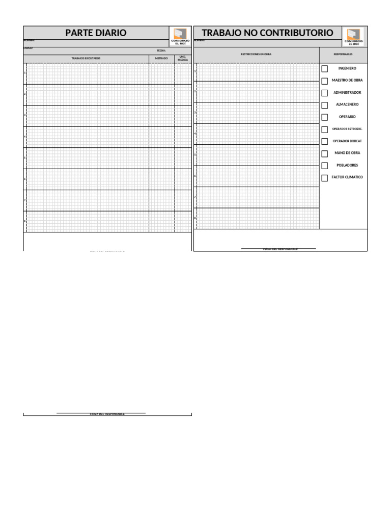 Informe Diario de Trabajo en Obra | PDF