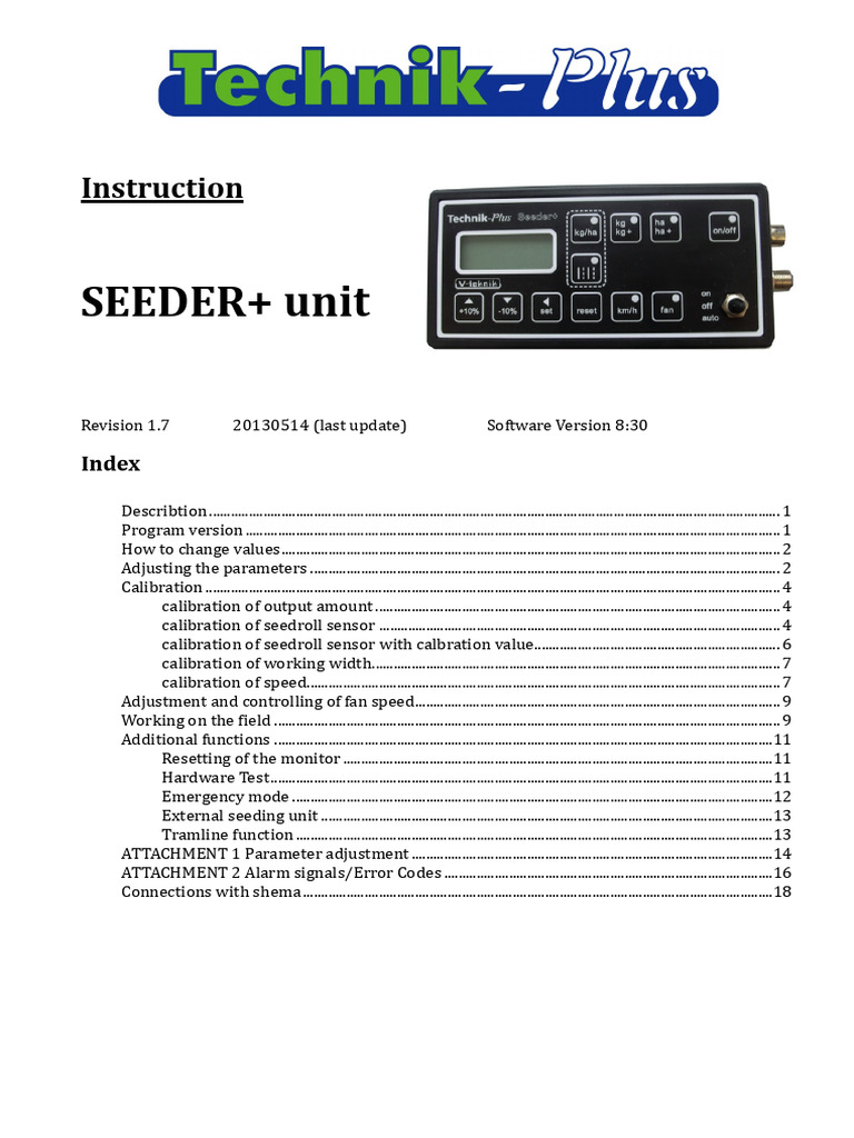 Seeder_Plus_manual_08_30_Electric | PDF | Parameter (Computer Programming) | Calibration