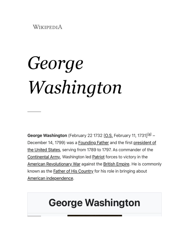 George Washington | PDF | George Washington | Siege Of Yorktown
