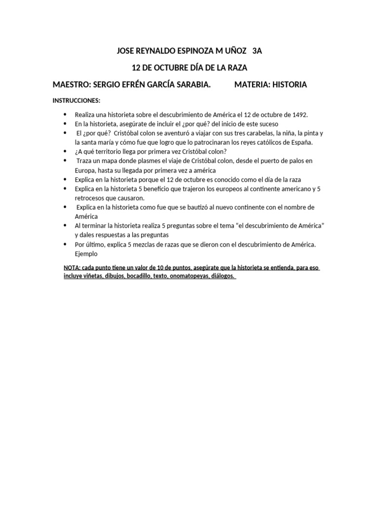 12 de Octubre Día de La Raza.. | PDF