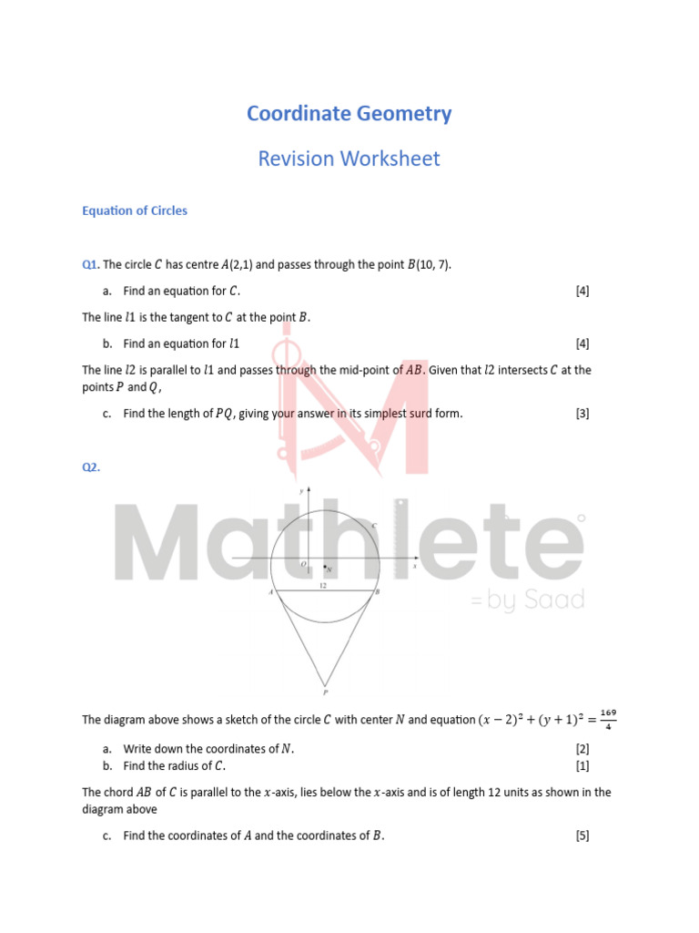 Coordinate Geometry | PDF | Circle | Angle