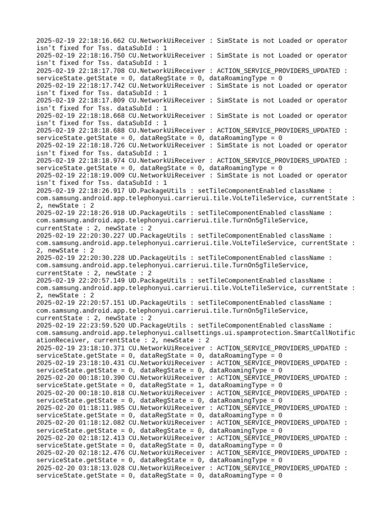 SIM State and Service Provider Logs | PDF