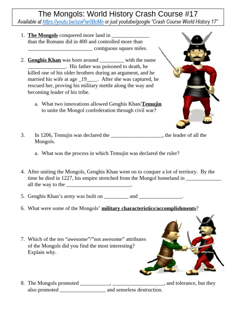 Crash Course World History 17 The Mongols | PDF | Mongol Empire ...