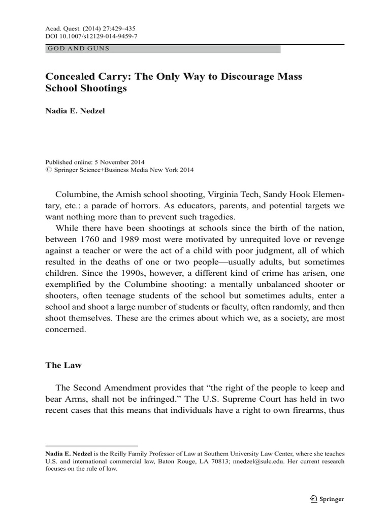 Concealed Carry The Only Way To Discourage Mass | PDF