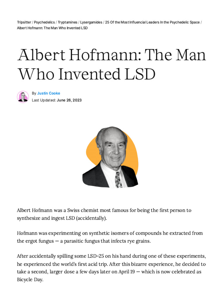 Albert Hofmann - The Man Who Invented LSD - Tripsitter | PDF ...