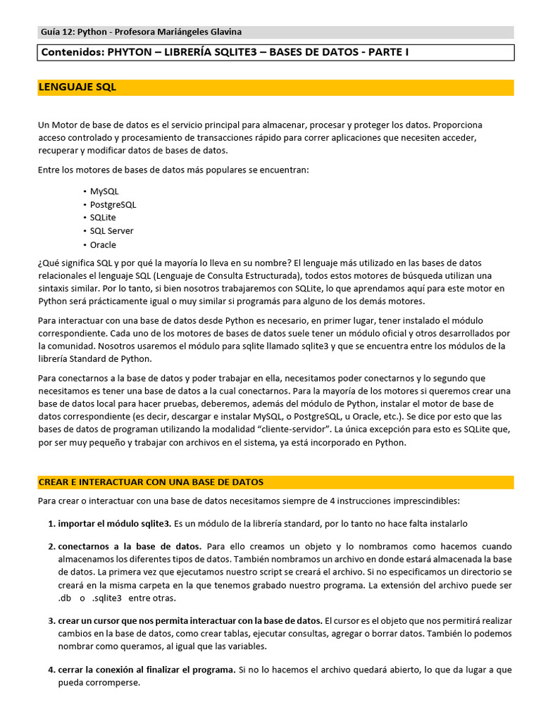 12 Python - Bases de Datos I | PDF | Bases de datos | Mi sql