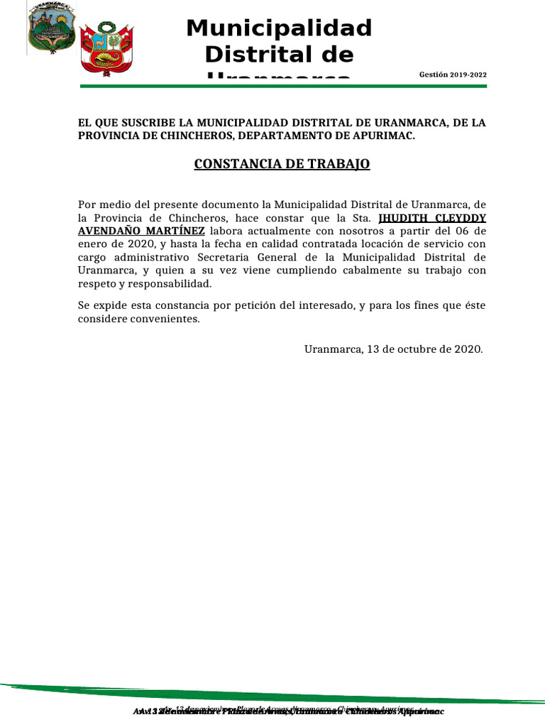 Contancia Trabajo1 | PDF