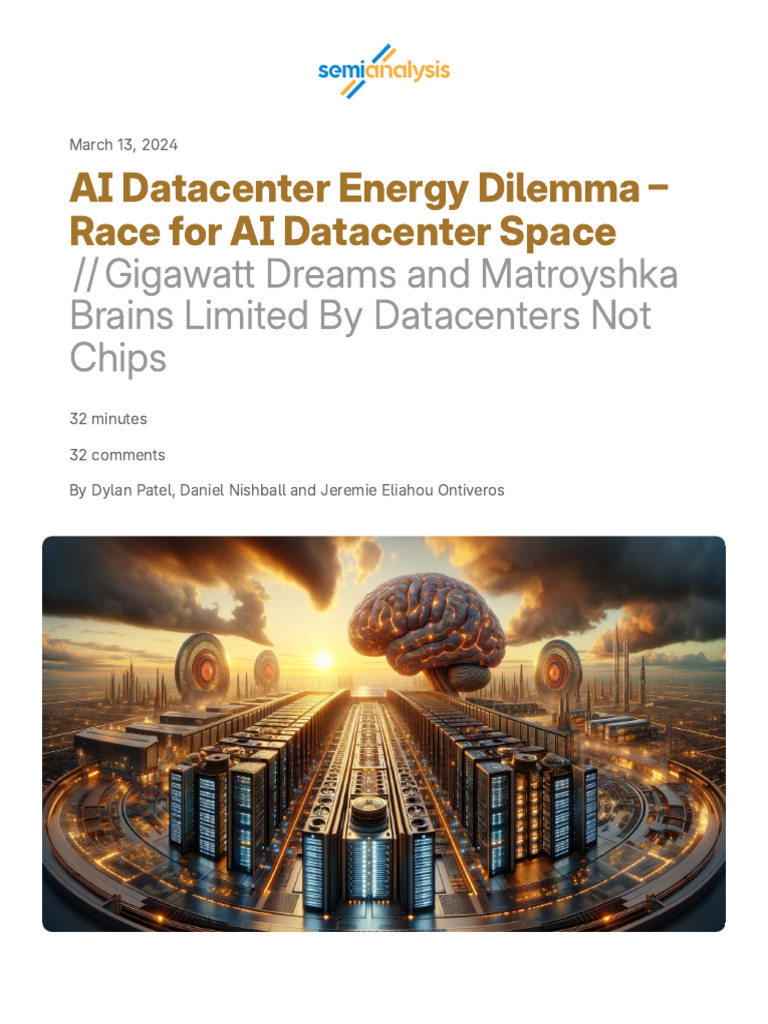 AI Datacenter Energy Dilemma - Race For AI Datacenter Space - SemiAnalysis | PDF | Data Center