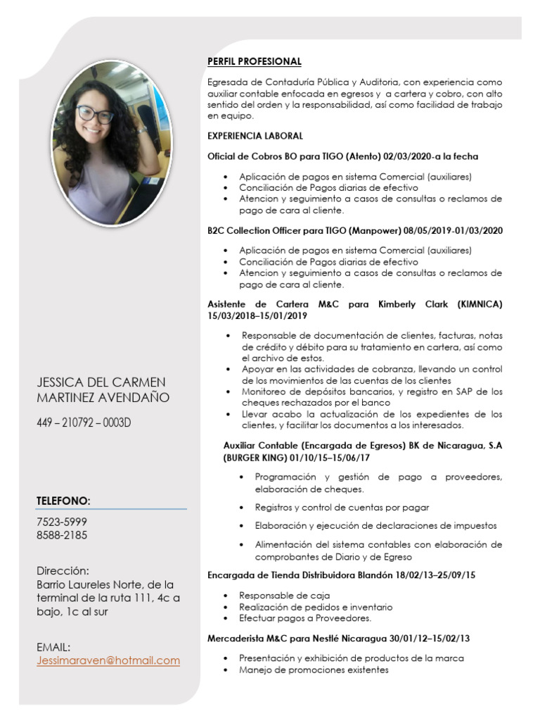 CV Actualizado Jessica Martinez | PDF | Contabilidad | Negocios económicos