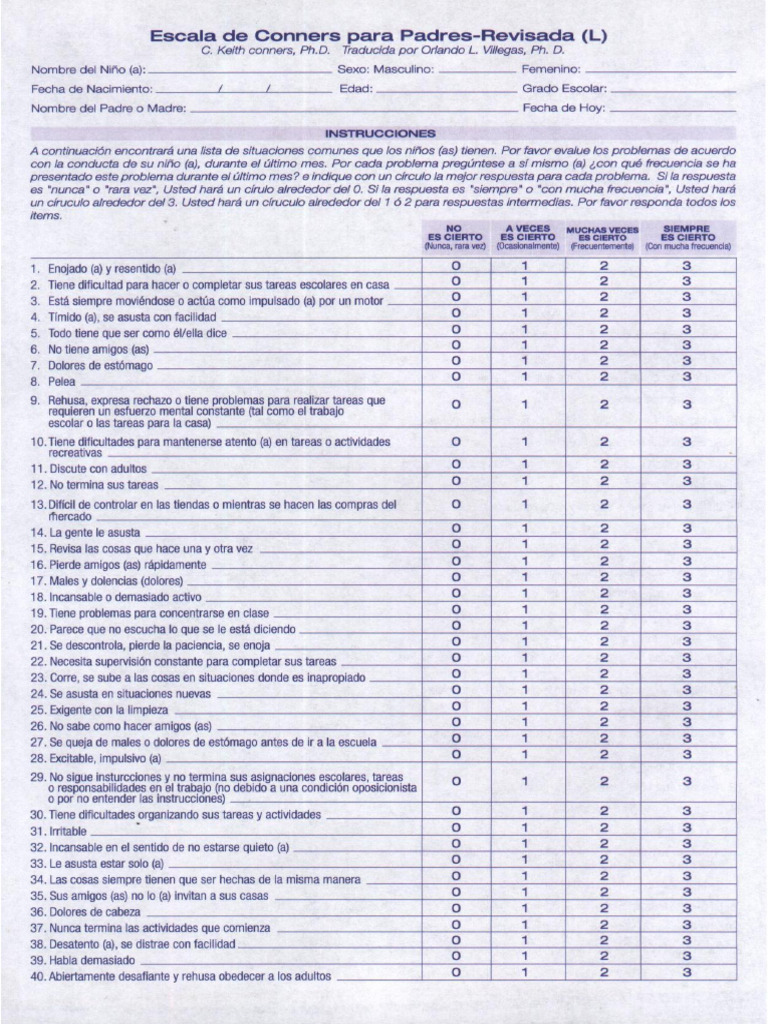 Escala Conners | PDF