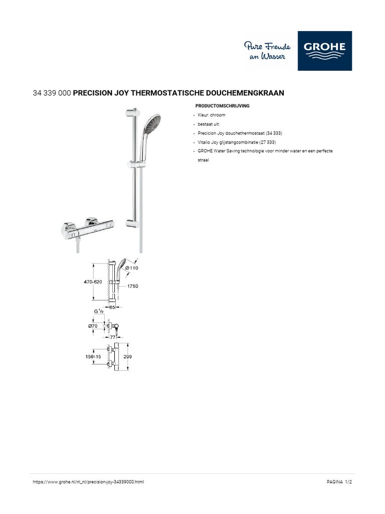 GROHE Specification Sheet 34339000 | PDF