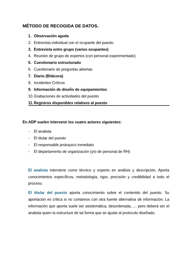 Método de Recogida de Datos | PDF | Observación | Ansiedad