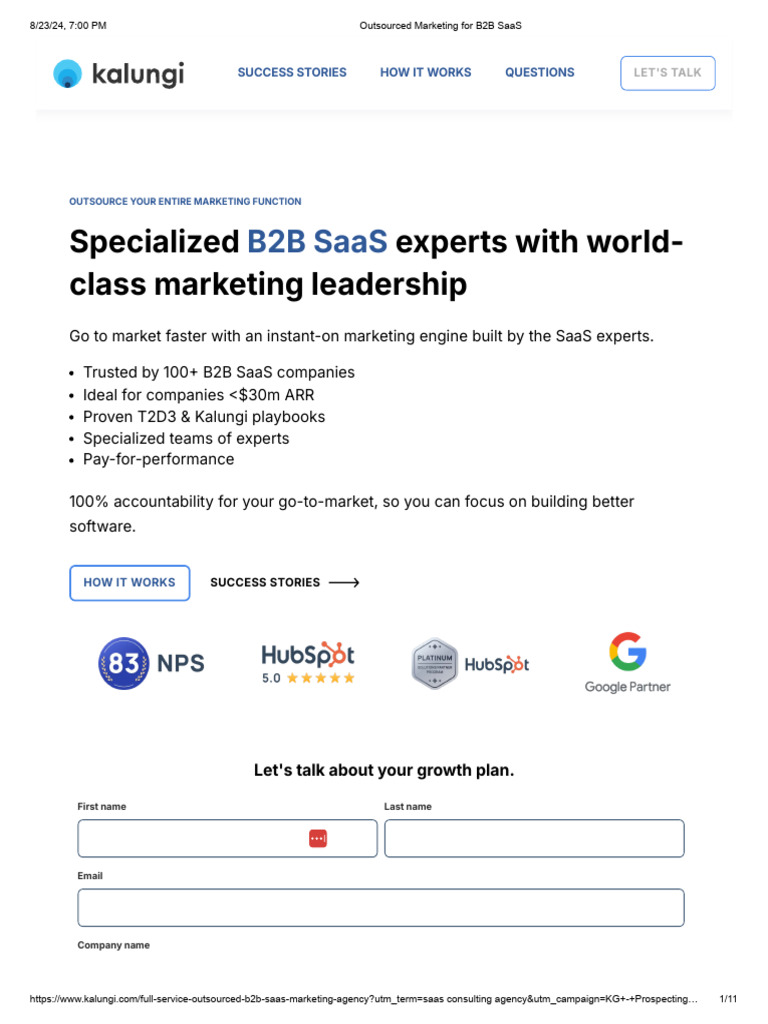 Kalungi Outsourced Marketing For B2B SaaS | PDF