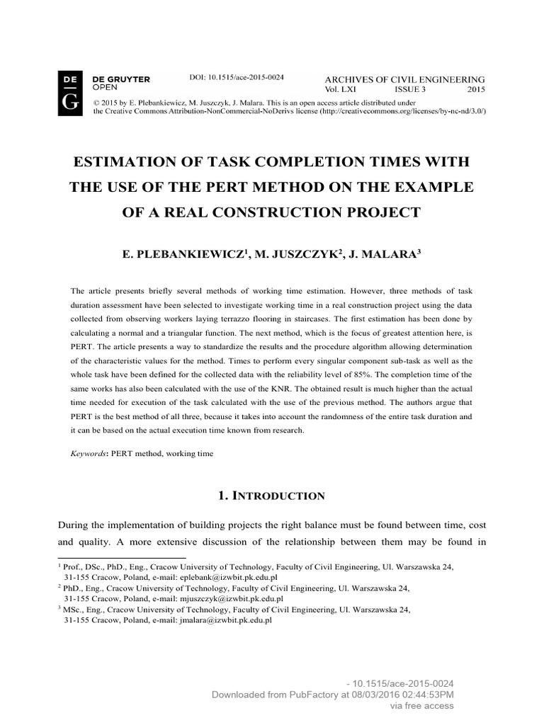 Estimation_Of_Task_Completion_Times_With_The_Use_O | PDF | Normal ...