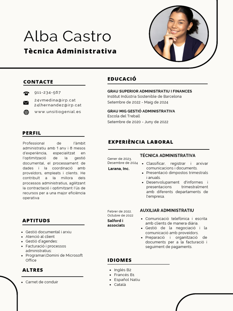Currículum Administrativa Profesional | PDF