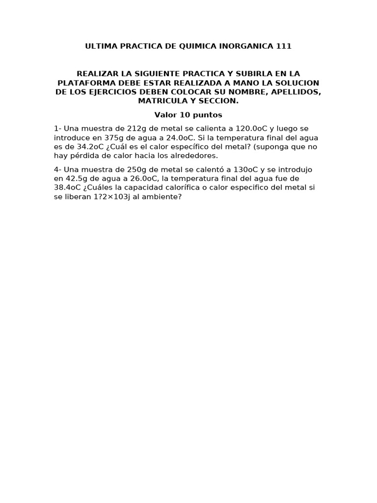 Ultima Practica de Quimica Inorganica 111 | PDF