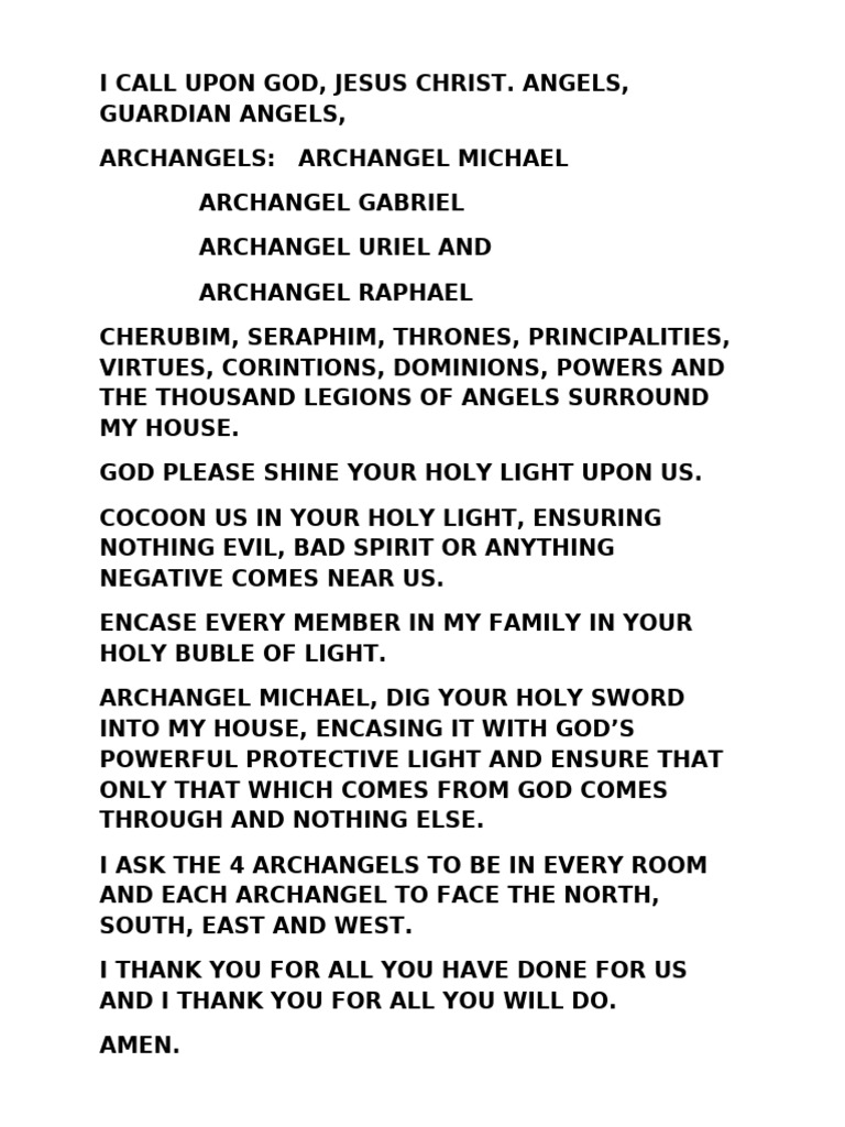 Divine Protection Prayer with Archangels | PDF