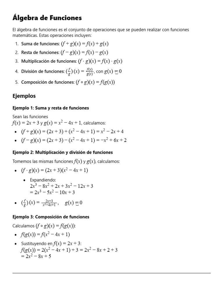 Álgebra de Funciones | PDF