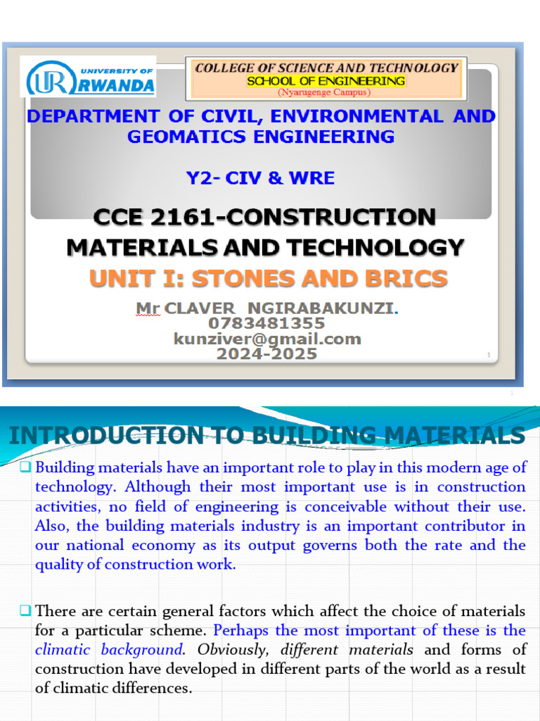 Overview of Building Materials | PDF | Rock (Geology) | Brick