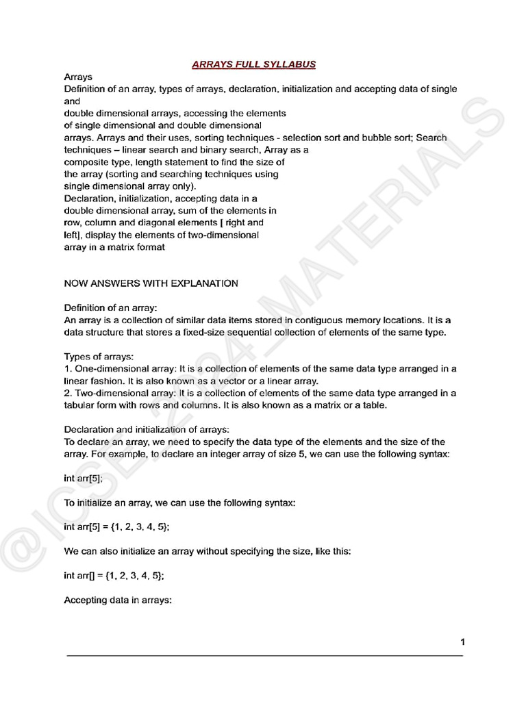 Arrays Typed Notes | PDF