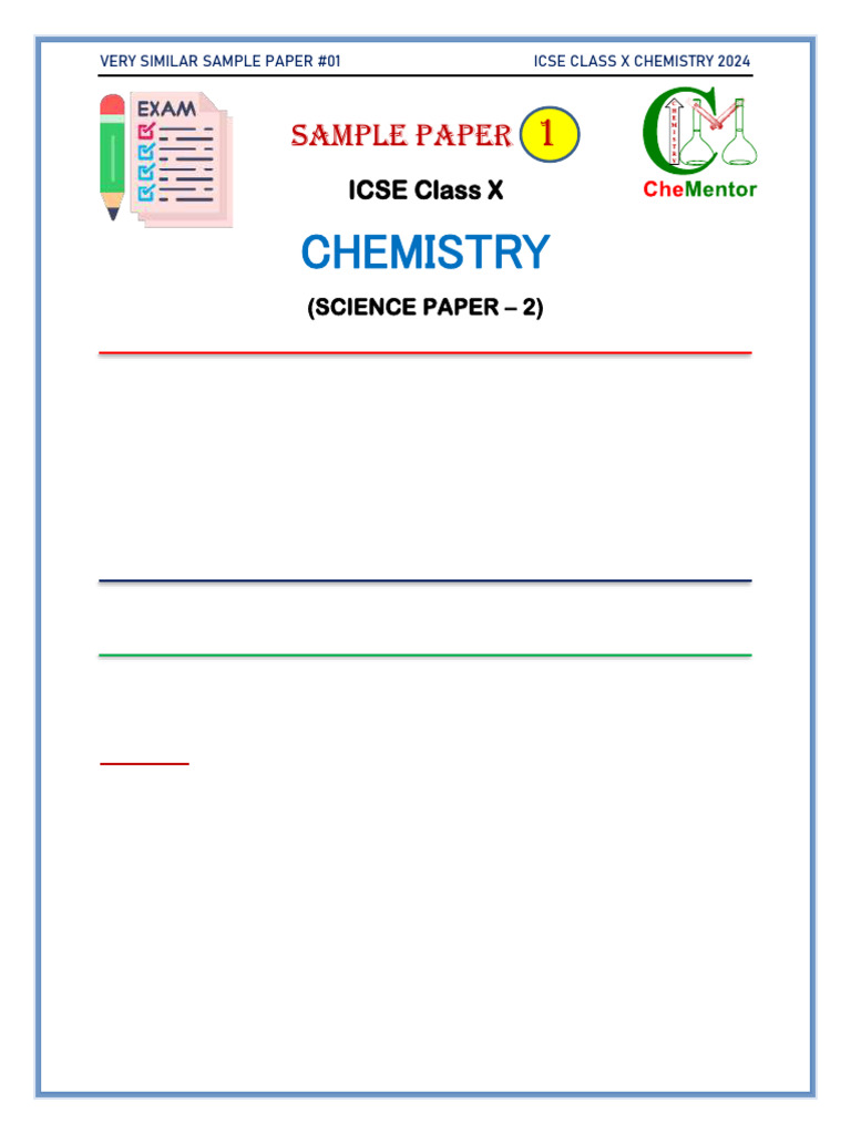 ICSE Class X Chemistry Sample Paper 2024 | PDF | Hydroxide | Ion