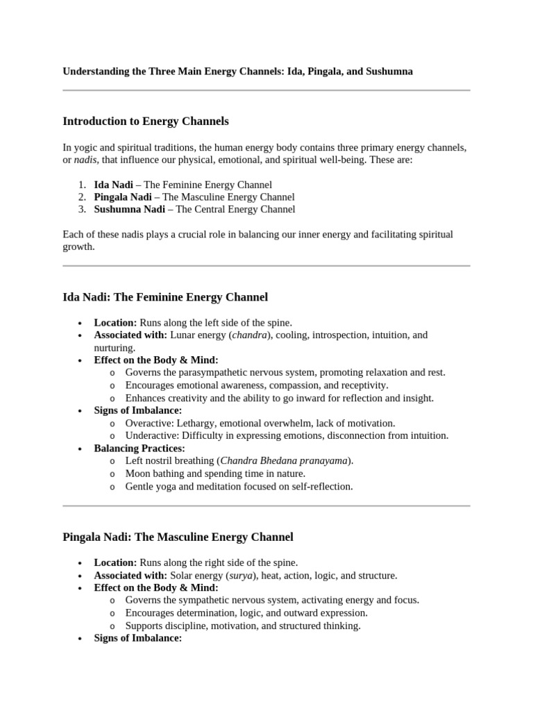 Understanding The Three Main Energy Channels | PDF | Yoga | Spirituality