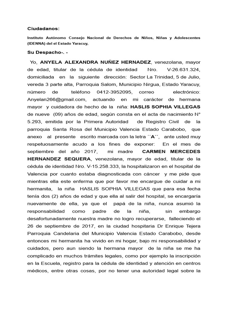 Solicitud en IDENNA | PDF