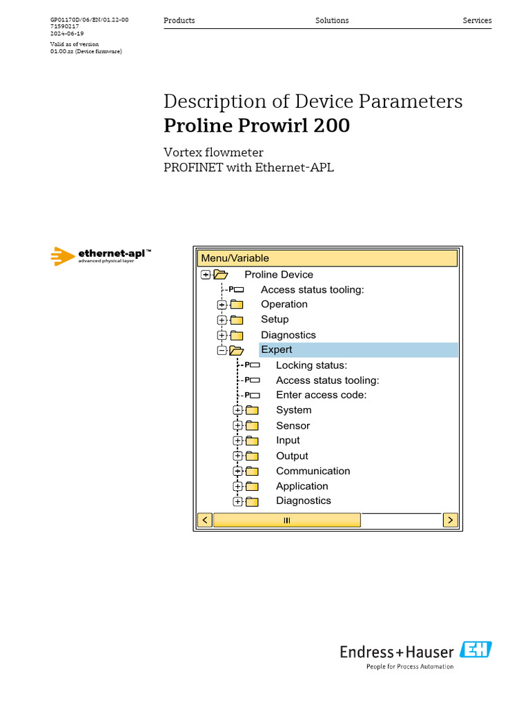 E+H Prowirl 200 | PDF | Parameter (Computer Programming) | Menu (Computing)